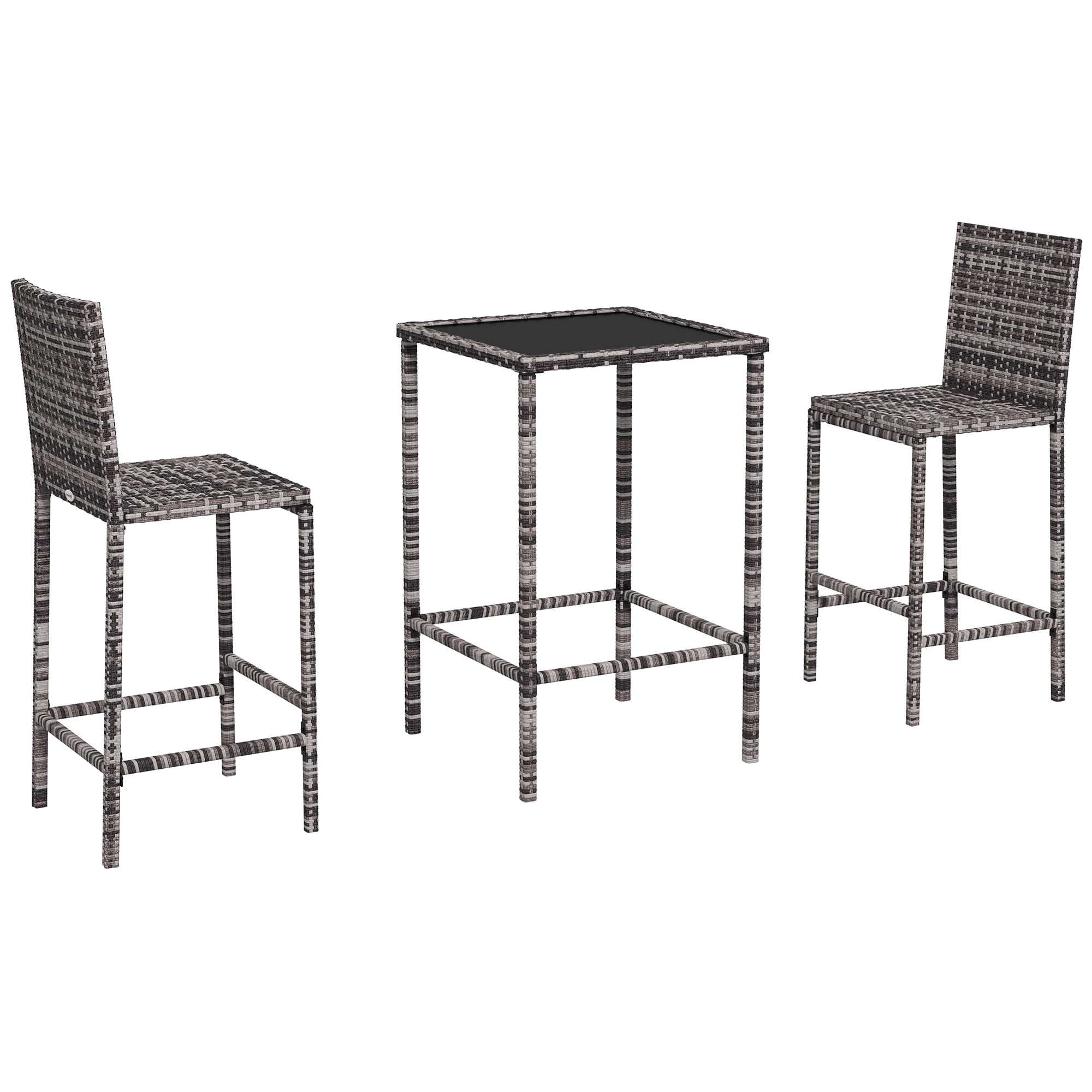 Click here for Outsunny 3 Piece Patio Rattan Bistro Set With Temp... prices