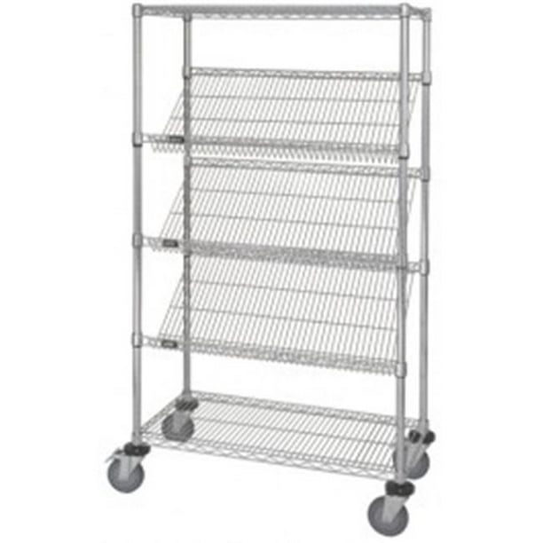 Mobile Chrome 5 Wire Shelving Slanted Shelf Unit - 18 x 36 x 69 in ...