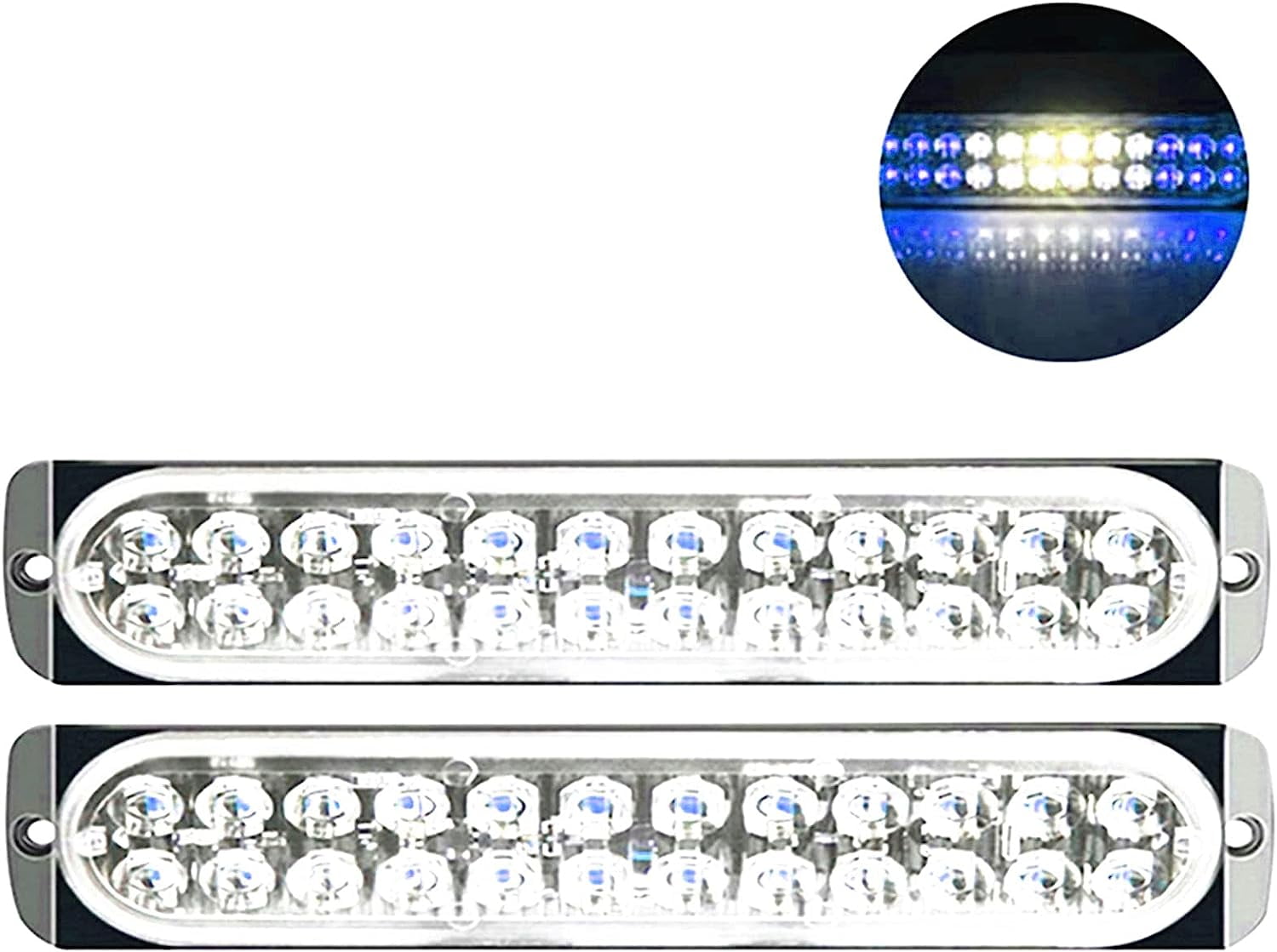 LINLIN 2 Pack Side warning lights, 24 LED Double Row Emergency Strobe ...