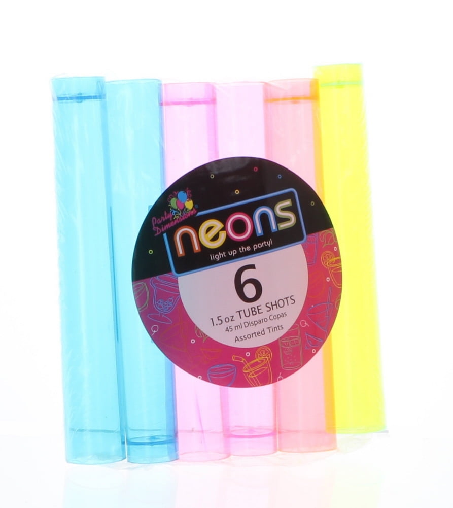 Neon Test Tube Shots Plastic Shot Glasses Party Lot of 6 1.5 Oz ...
