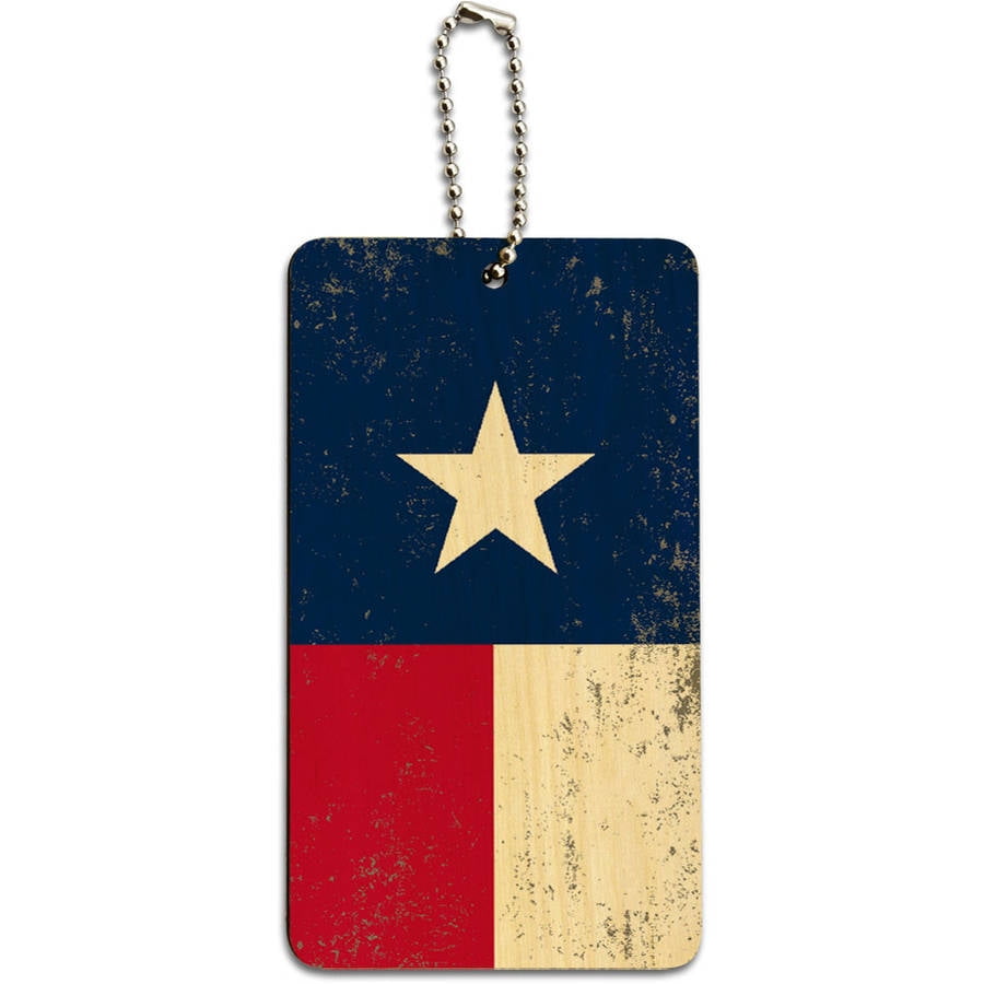 Texas Flag Distressed Wood ID Tag Luggage Card for Suitcase or Carry-On ...