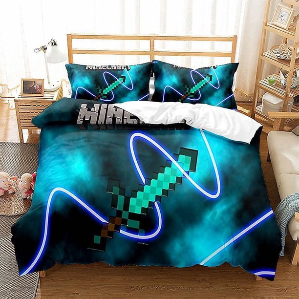 Minecraft 3d Digital Print Duvet Set Sheet Three Piece Student Bedding ...