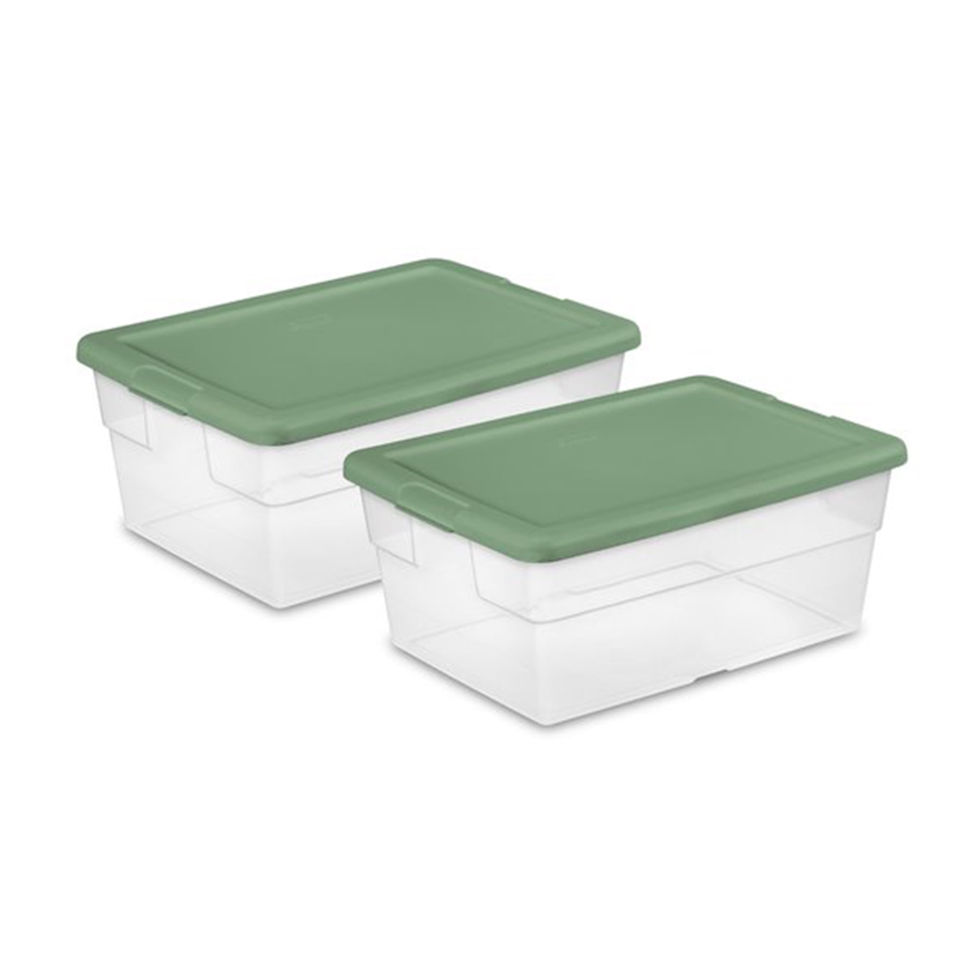 Sterilite 16 Qt Plastic Storage Tote Home Organizer Bins with Lid, (2 ...