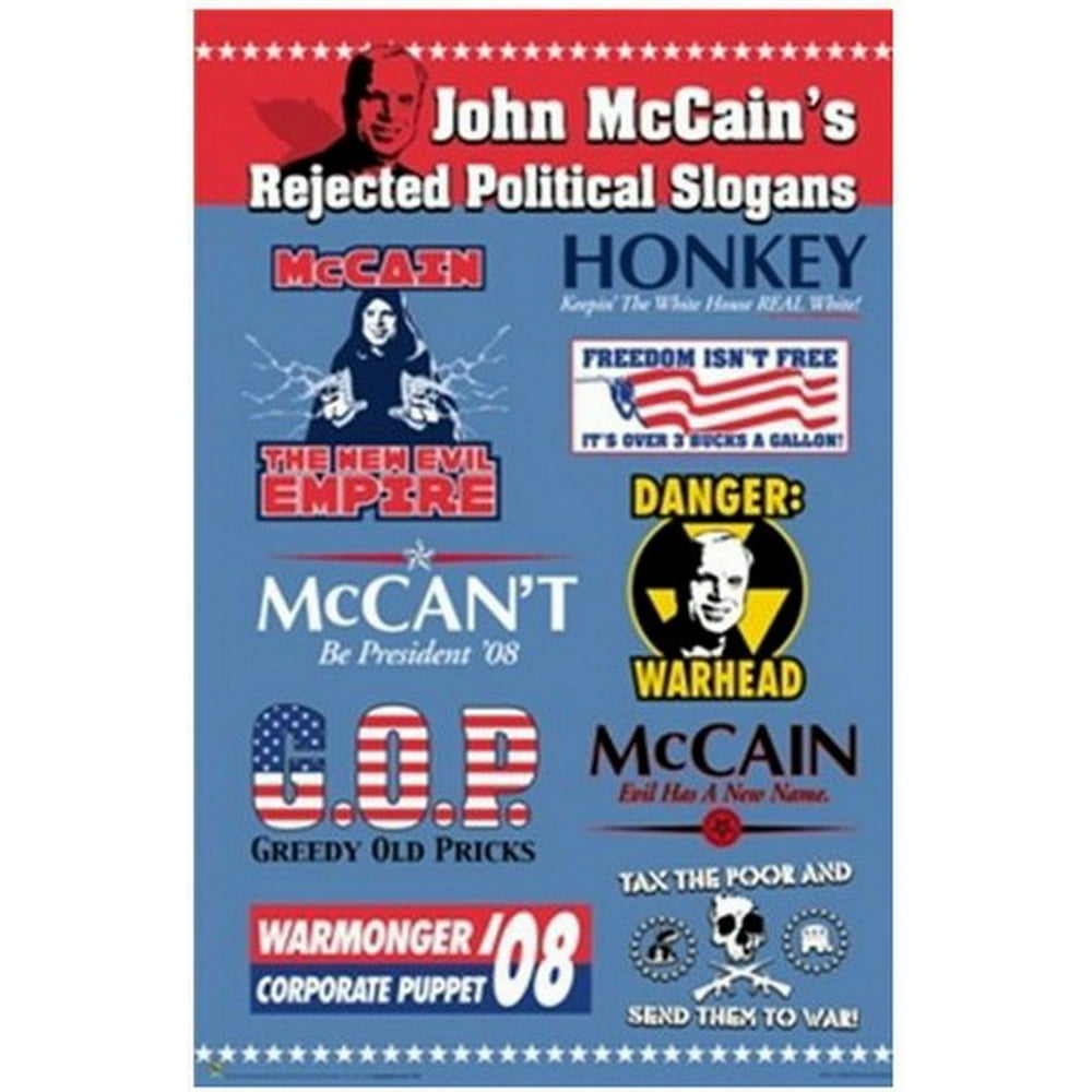 John McCain's Rejected Political Slogans Poster 1493 - Walmart.com ...