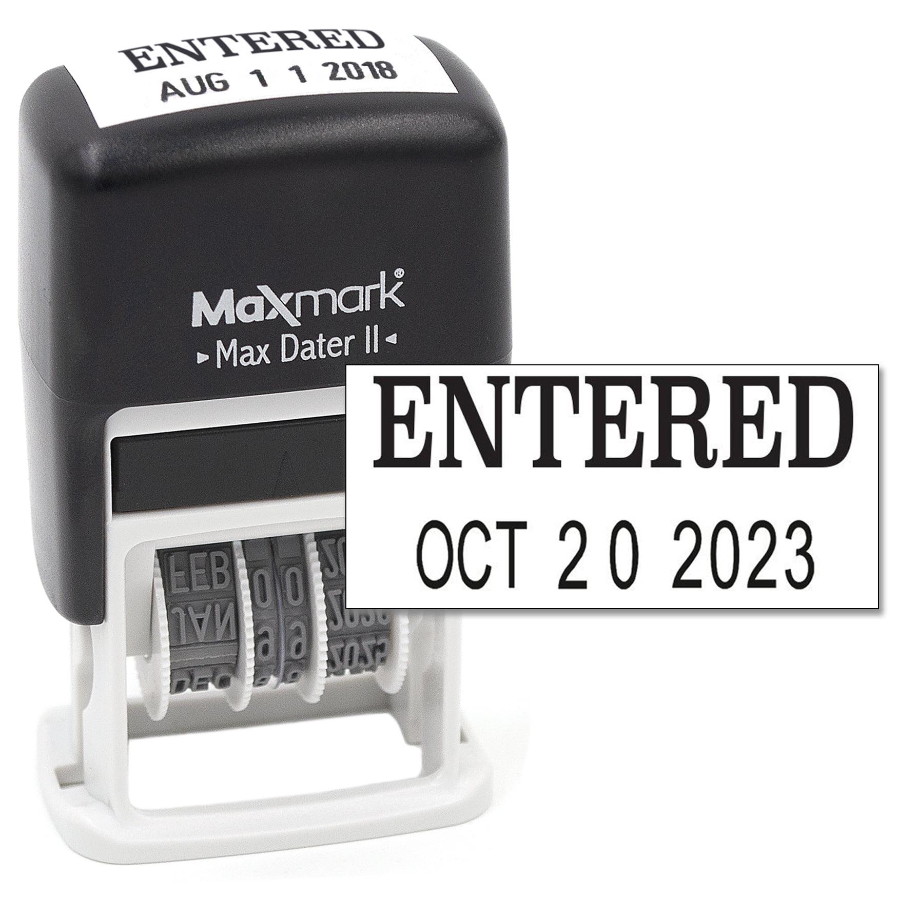 MaxMark Self-Inking Rubber Date Office Stamp with ENTERED Phrase & Date ...