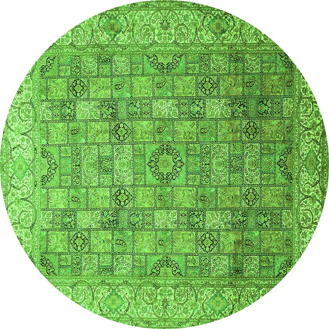 Ahgly Company Indoor Round Persian Green Traditional Area Rugs, 6 ...