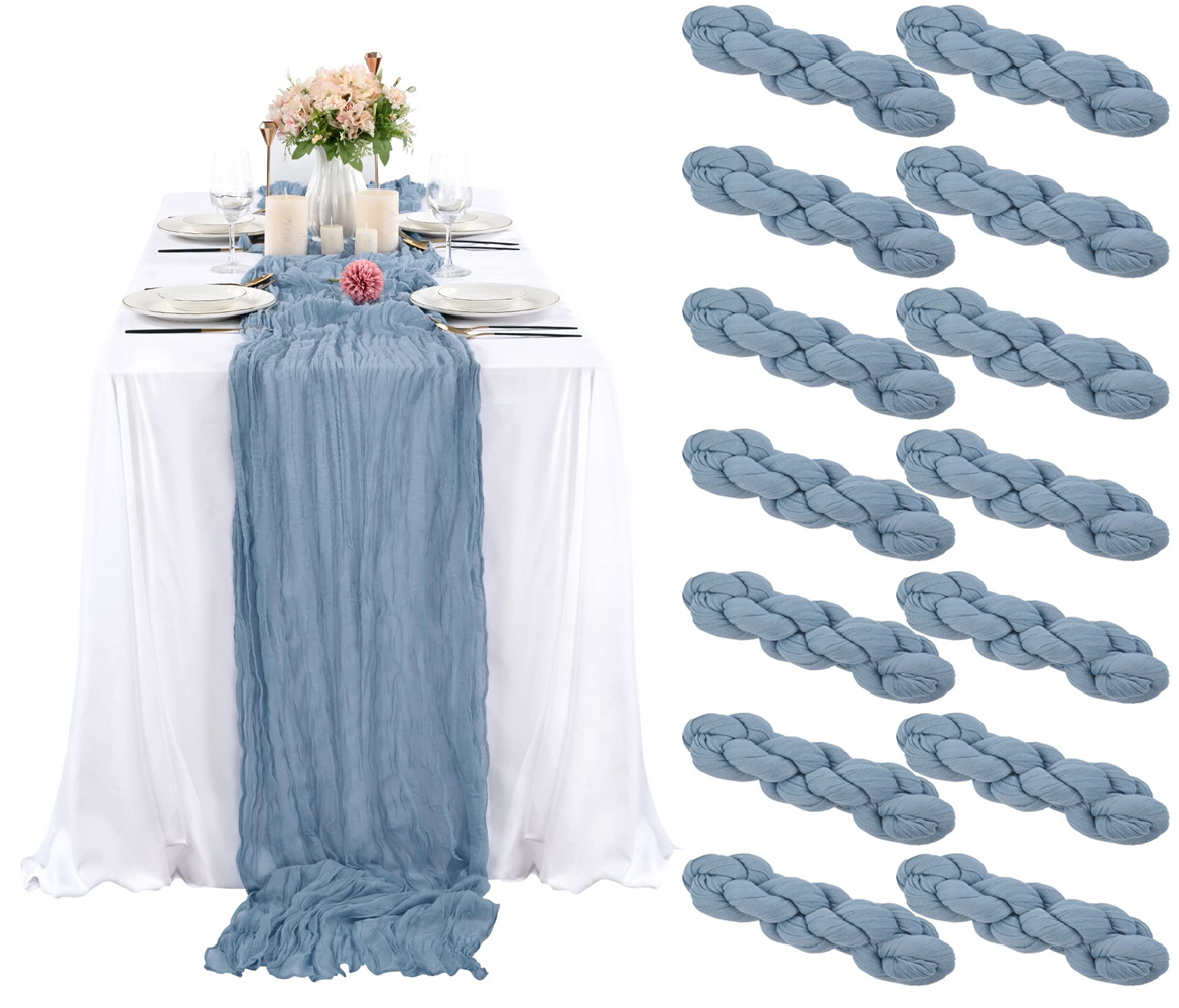 Coolmade 10ft Dusty Blue Chiffon Table Runner 29x120 Inches Romantic ...