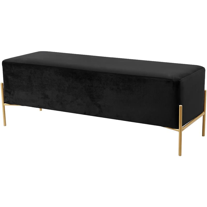 Meridian Furniture Isla Contemporary Velvet Bench in Black - Walmart.com