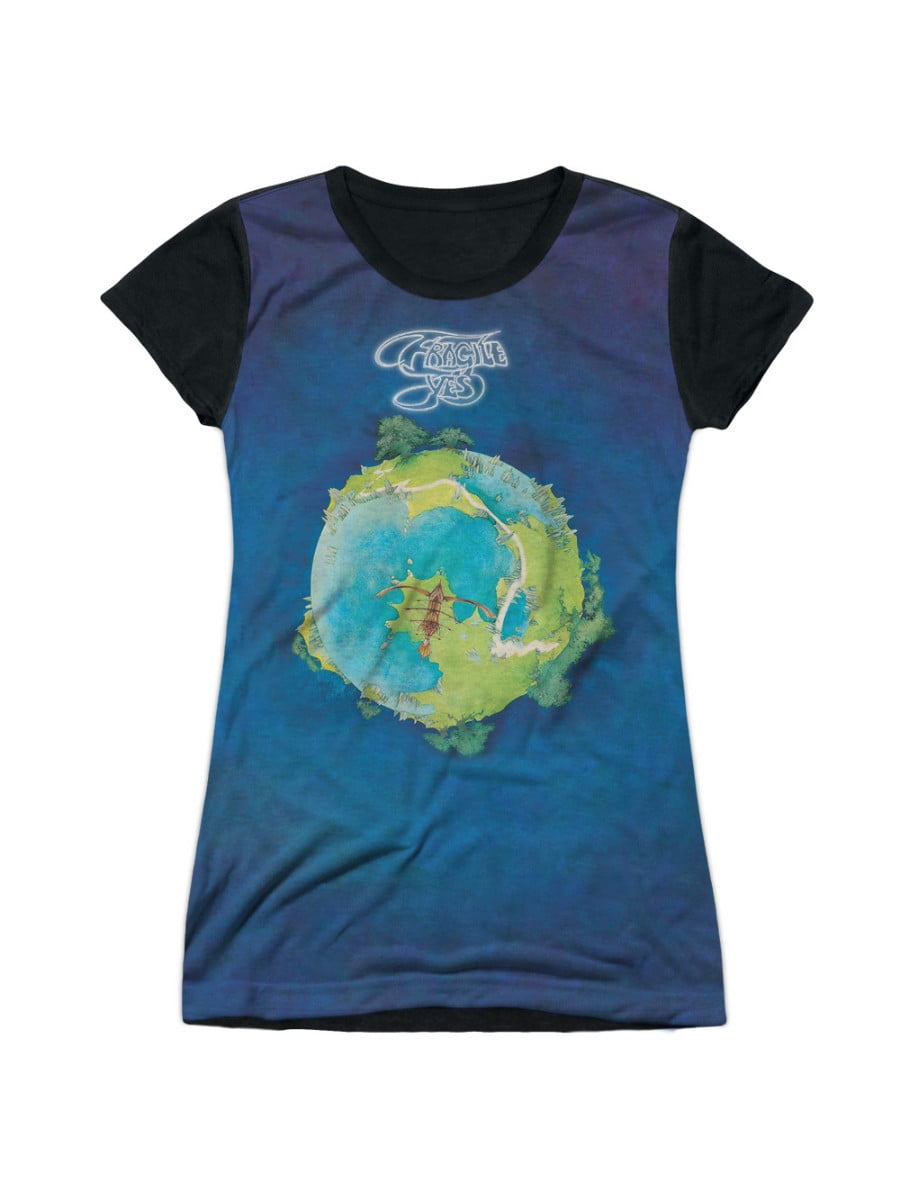 Yes Progressive Rock Band Fragile LP Cover Juniors Black Back T-Shirt ...