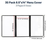 Wechef 30pcs Triple Fold 11"x8.5" Menu Covers, Durable PVC, Black ...