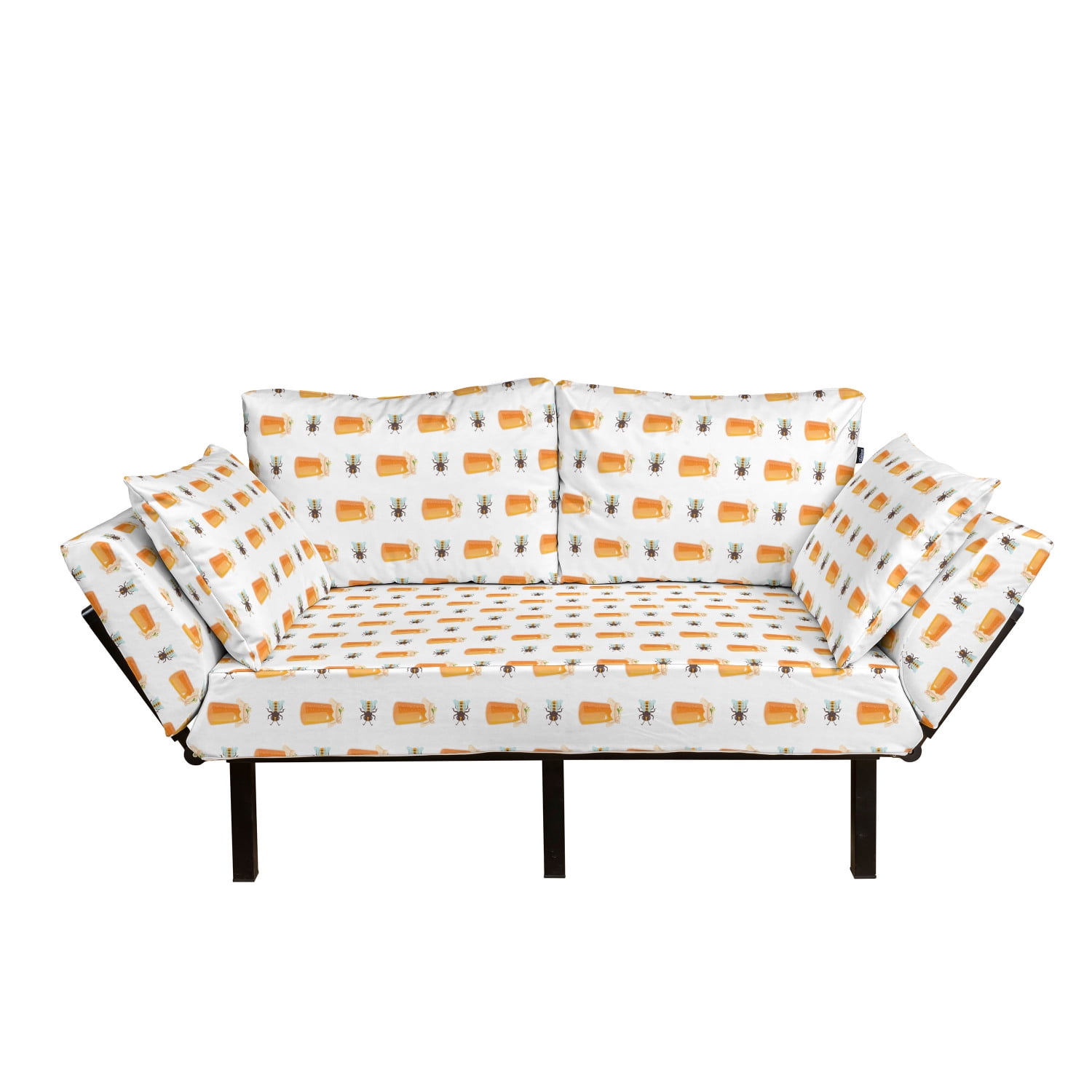 Summer Futon Couch, Honey Jars Bees Honeycomb Farming Insects Themed ...