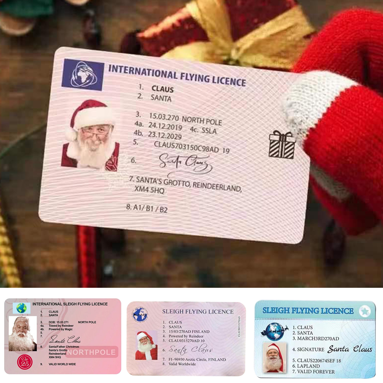 Zues 2Pcs/Set Santa Claus License Exquisite Design Real-looking Double ...