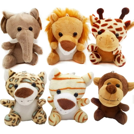 Jungle Animal Plush Toys Stuffed Animals Set - 6pcs Cute Small Zoo ...