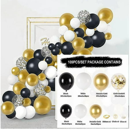 Black Gold Balloon Garland Arch Kit Confetti Latex Balloon 30th 40th ...