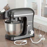 Farberware 5 qt Stand Mixer, Gray with Dough Hook, Paddle, Whisk ...