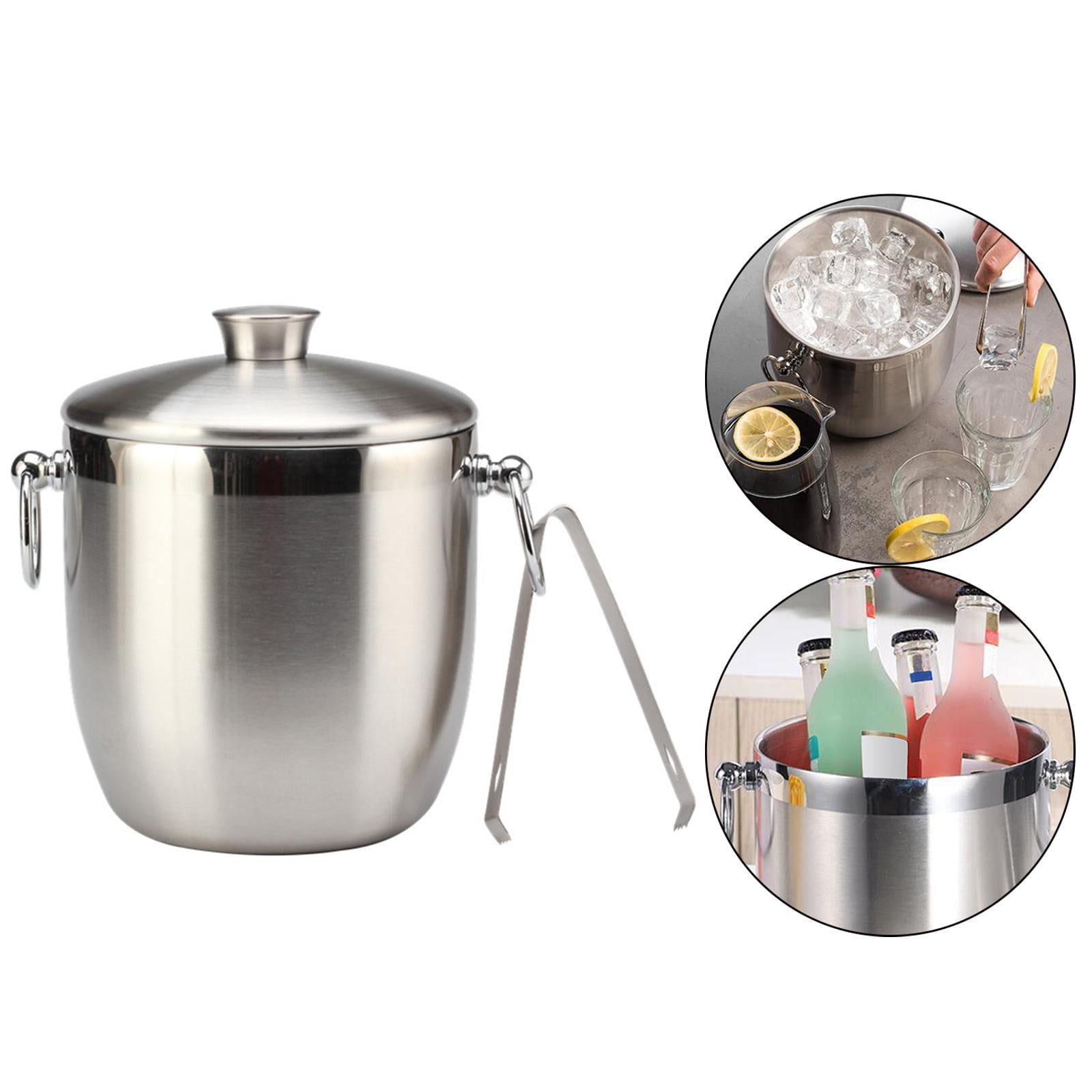 Stainless Steel Ice Bucket, with Ice s Ice Cubes Container Chilling ...