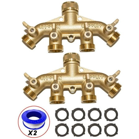 4 Way Hose Splitter 3/4" GHT Garden Hose Splitter 4 Way Solid Brass ...