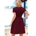 Burgundy Solid Color Vintage Style Fit & Flare Swing Dress For Cocktail ...