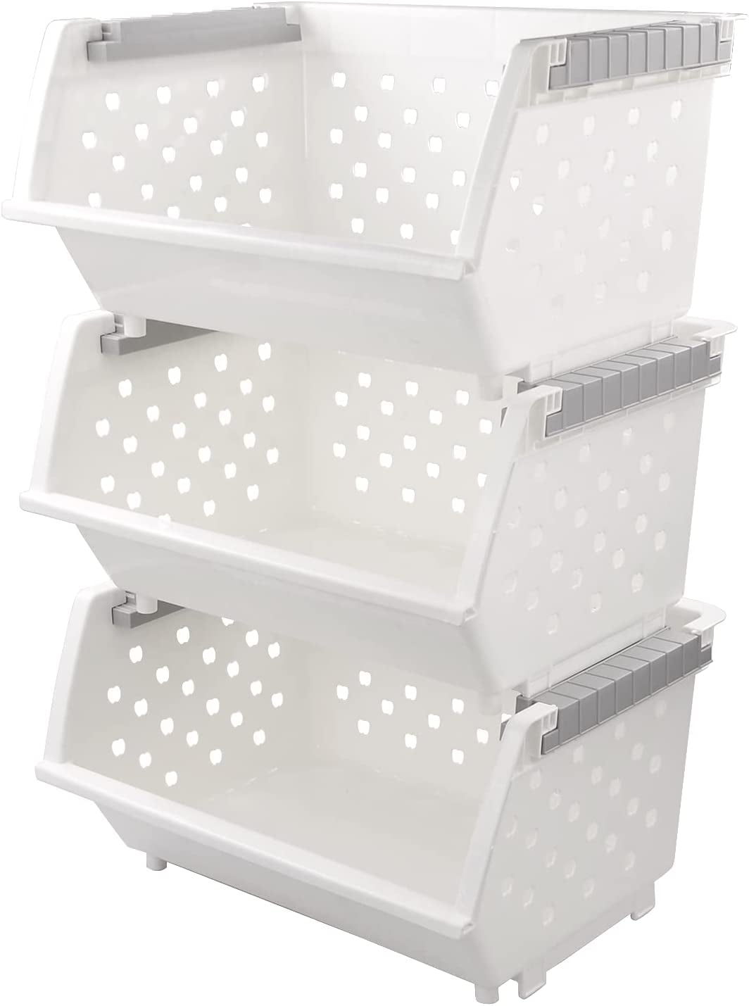 BSL 3 Pack Large Stackable Storage Bins Kitchen Plastic Stacking Basket ...