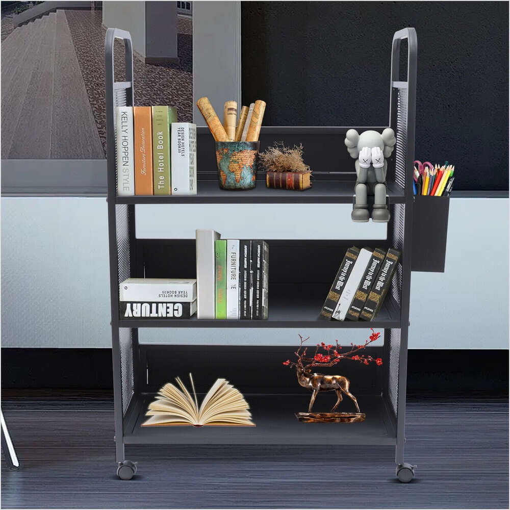 Library Book Storage Cart Mobile Office Home Book Storage Shelf ...
