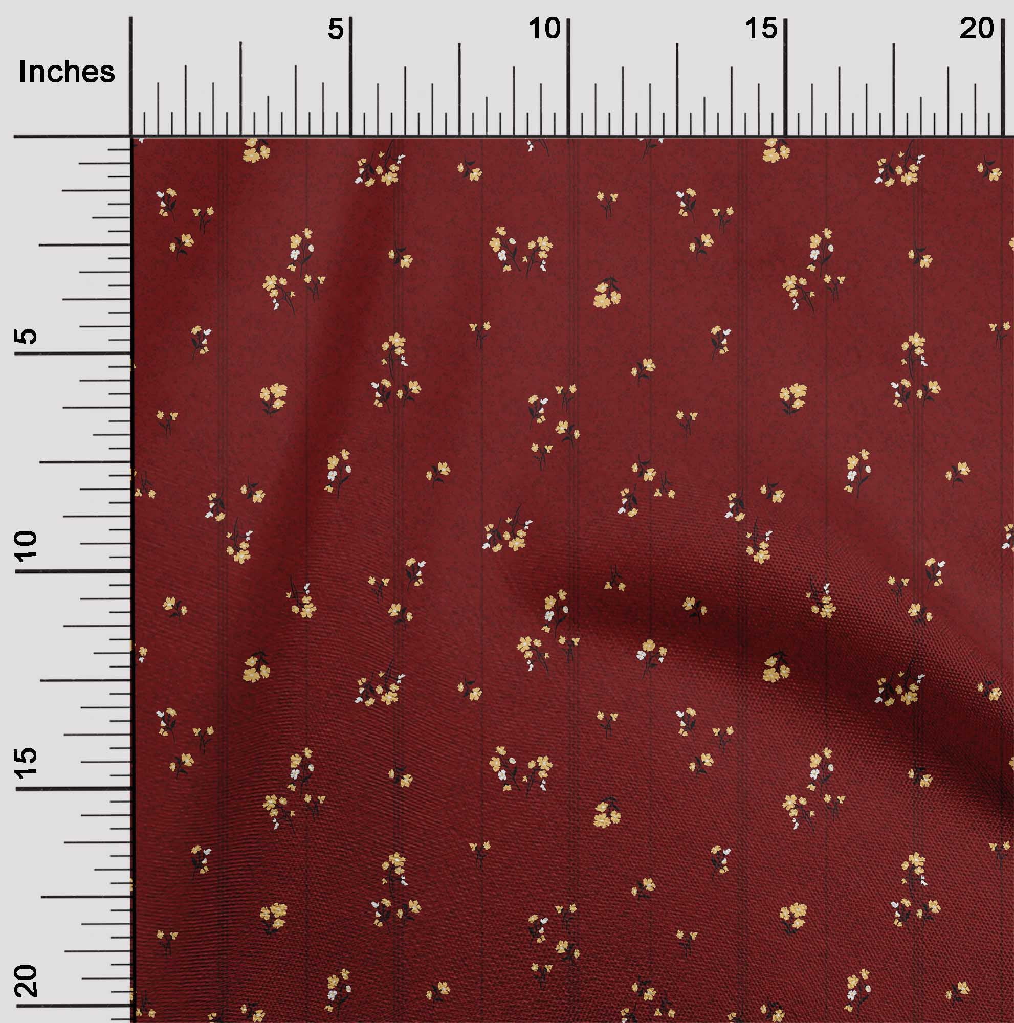 oneOone Silk Tabby Maroon Fabric Stripe & Floral Artistic Dress ...