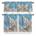 Abstract Ocean Beach Conch Curtain Tier and Valance Set 3 Piece,Coastal ...