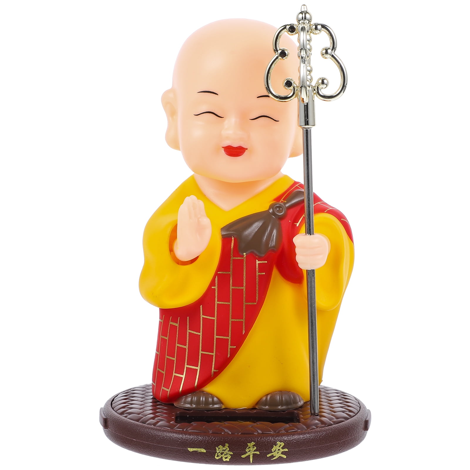 Solar Monk Ornament Shaking Head Monk Figure Car Adornment Desktop ...