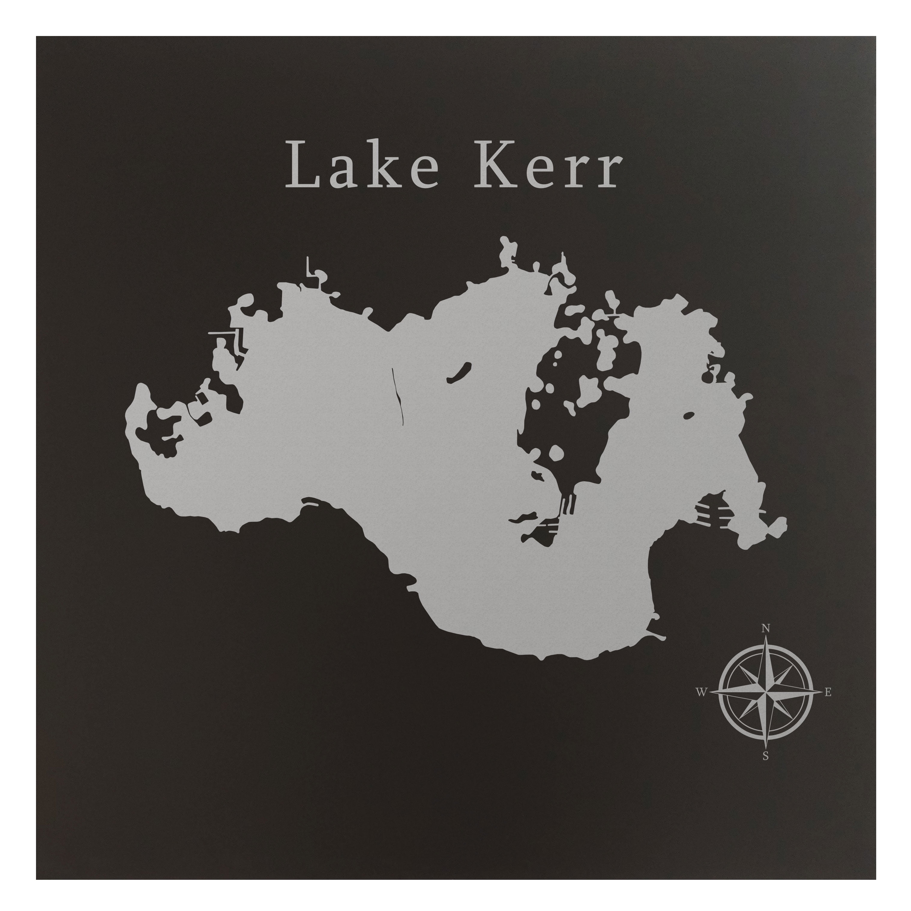 Lake Kerr Map 12x12" Black Metal Wall Art Office Decor Gift Engraved ...