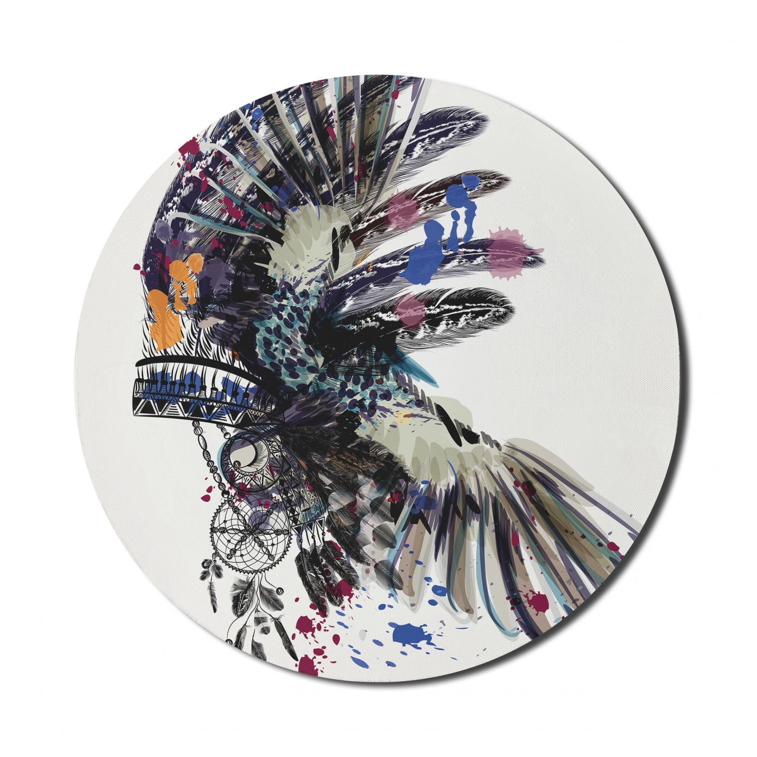 Feather Mouse Pad for Computers, Boho Fashion Theme Headdress with ...