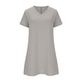 Angala Casual Women Dresses V Neck A Line Midi Dresses Solid Short ...