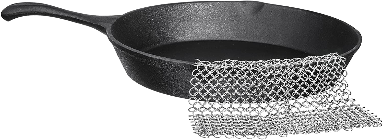Bruntmor 304 Stainless Steel Chainmail Scrubber for Cast Iron Pans and ...