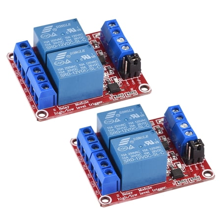 Uxcell Relay Module 2 Channel 12V High Low Level Trigger Module Red ...