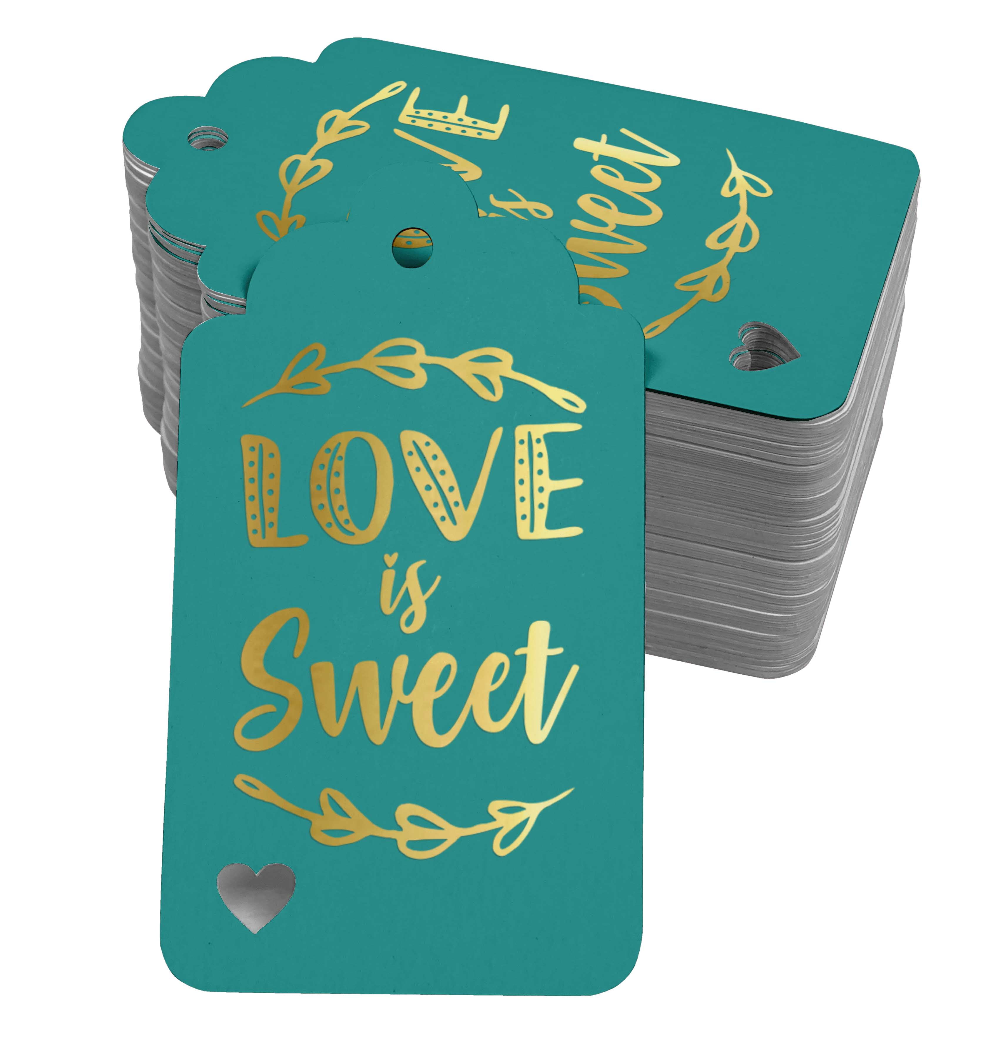 Inkdotpot 100 Pack Real Gold Foil Paper Tags Love Is Sweet Wedding ...