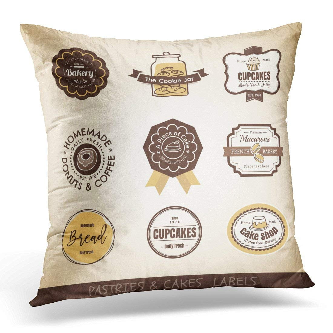 CMFUN Cookie of Vintage Bakery Labels and Frames Design Jar Pillow ...