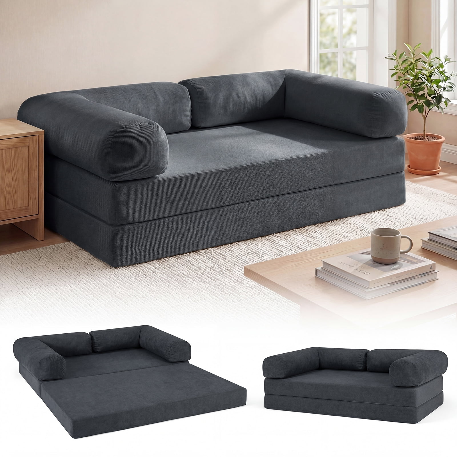 Click here for Gymax Folding Sofa Bed W/Comfy Corduroy Cover L-Sh... prices