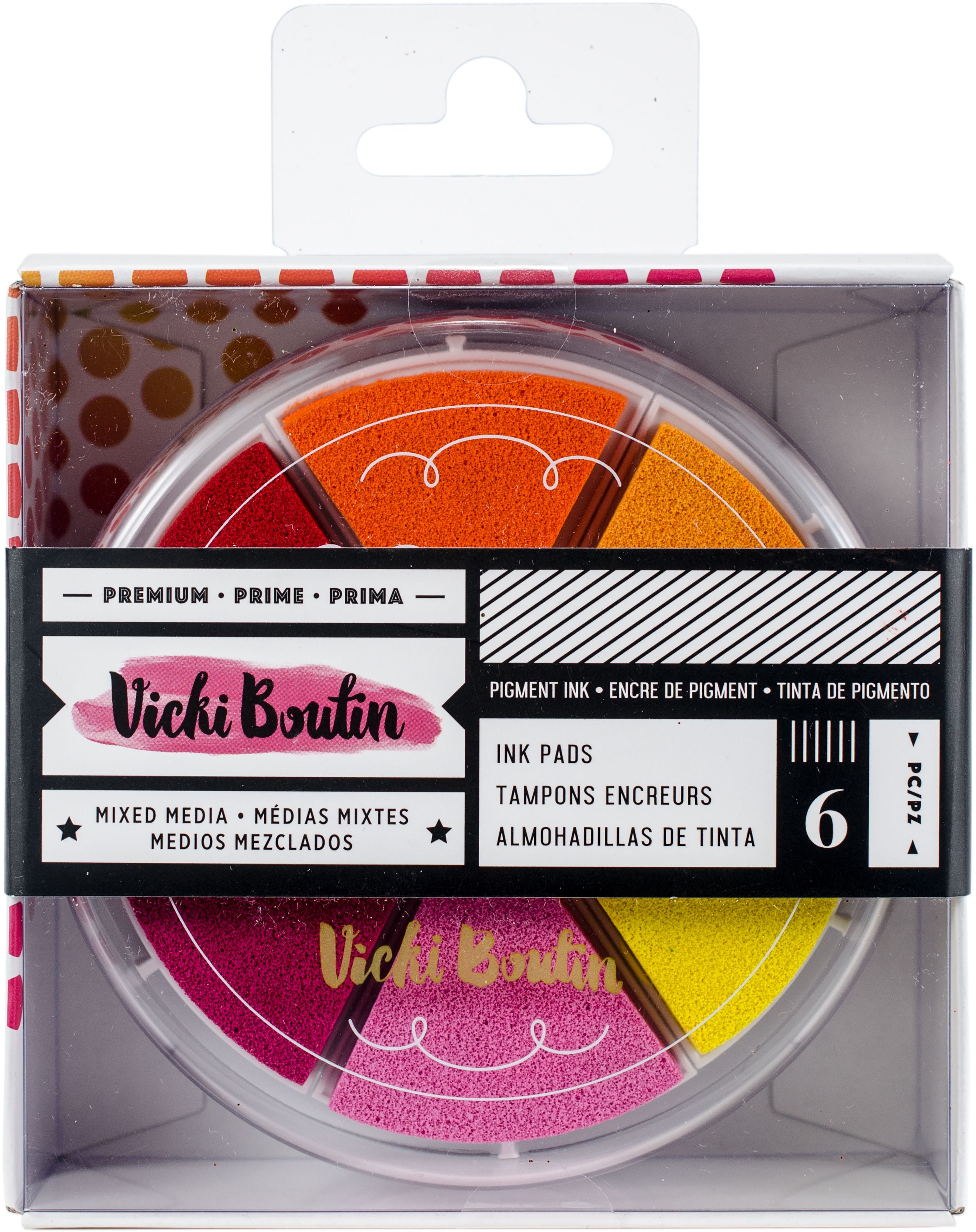 Vicki Boutin Mixed Media Color Wheel Pigment Ink Pads 6/Pkg-Warm Tones ...