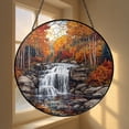 Fall Waterfall Landscape Stained Glass Style Suncatcher, Decorative ...