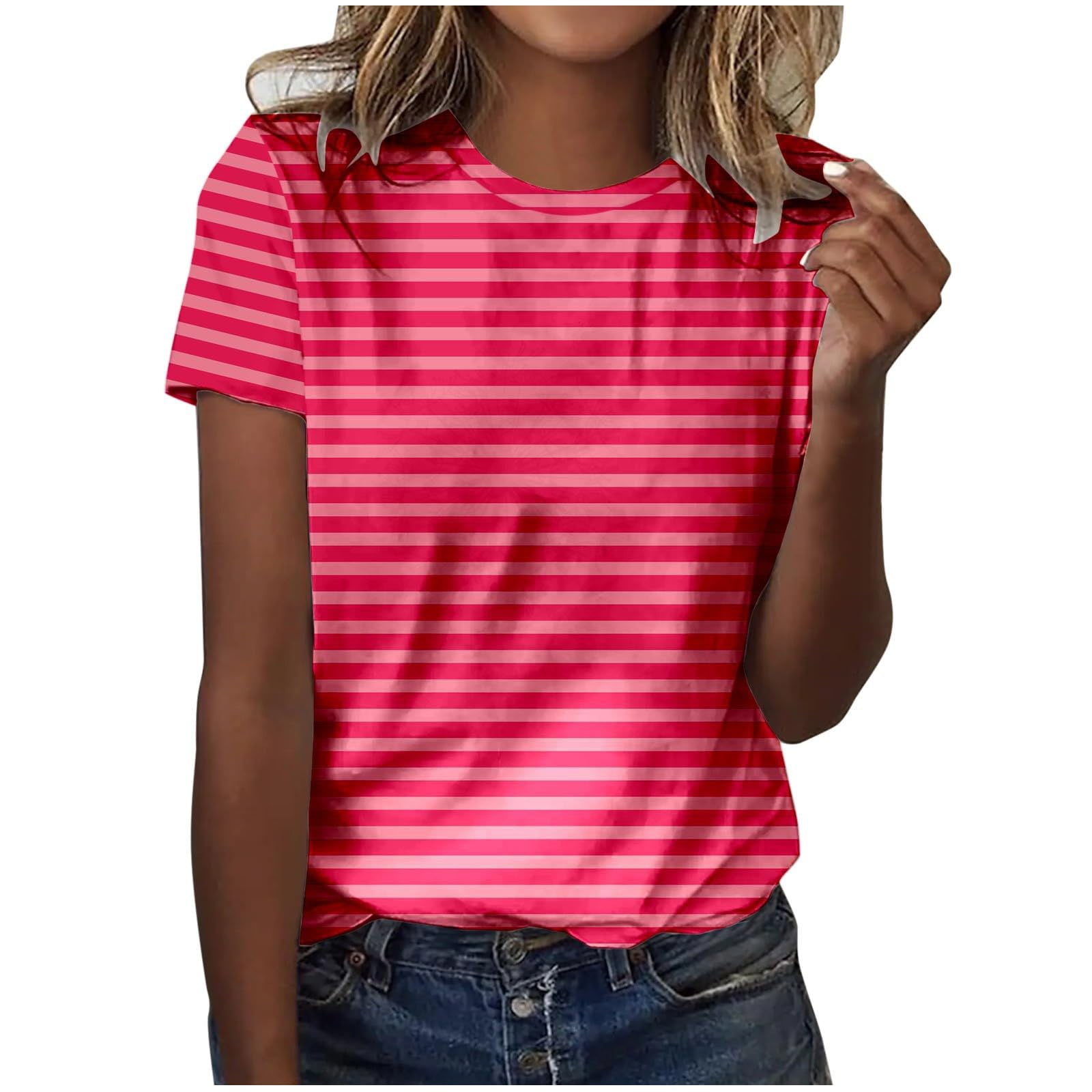 Click here for Summer Saving Clearance! Wrkekc Striped T Shirt Wo... prices