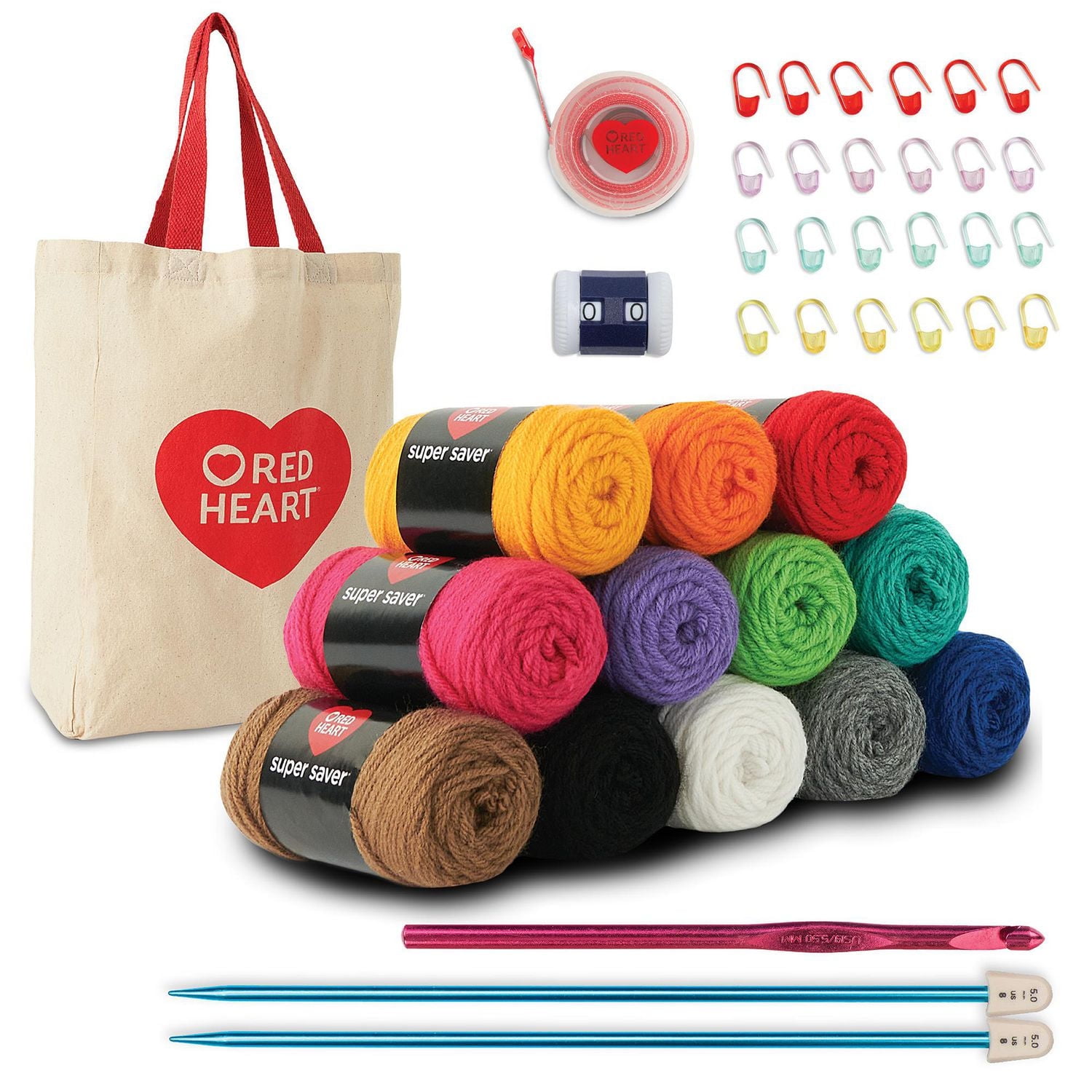 Click here for Red Heart Super Saver Super Stitchers Kit - 12 Ske... prices