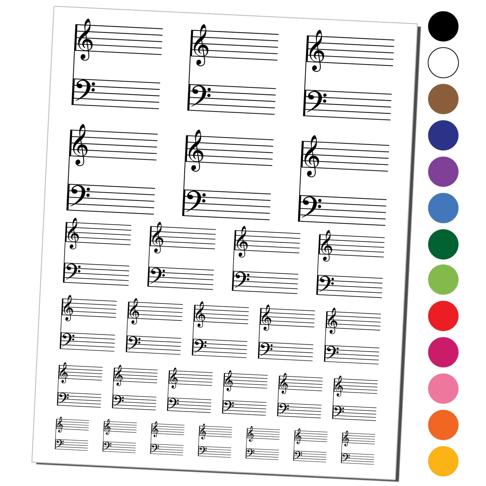 Music Staff Treble and Bass Clef Water Resistant Temporary Tattoo Set ...