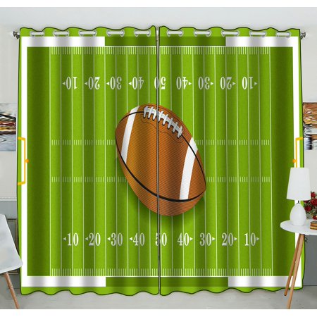 HATIART Football Grass Football Field Window Curtain Kitchen Curtain ...