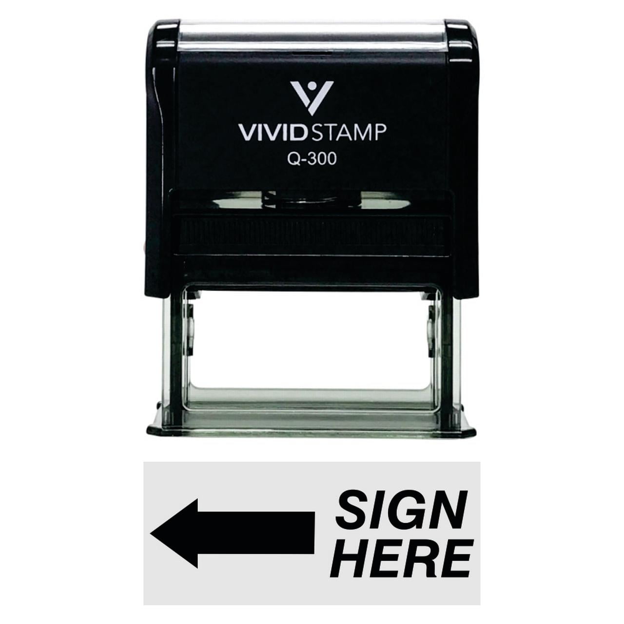 Vivid Stamp Sign Here Left Arrow Self-Inking Office Rubber Stamp (Black ...