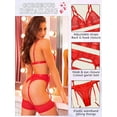 Popiv Women Sexy Lingerie Strappy Lace Garter Lingerie Sets High