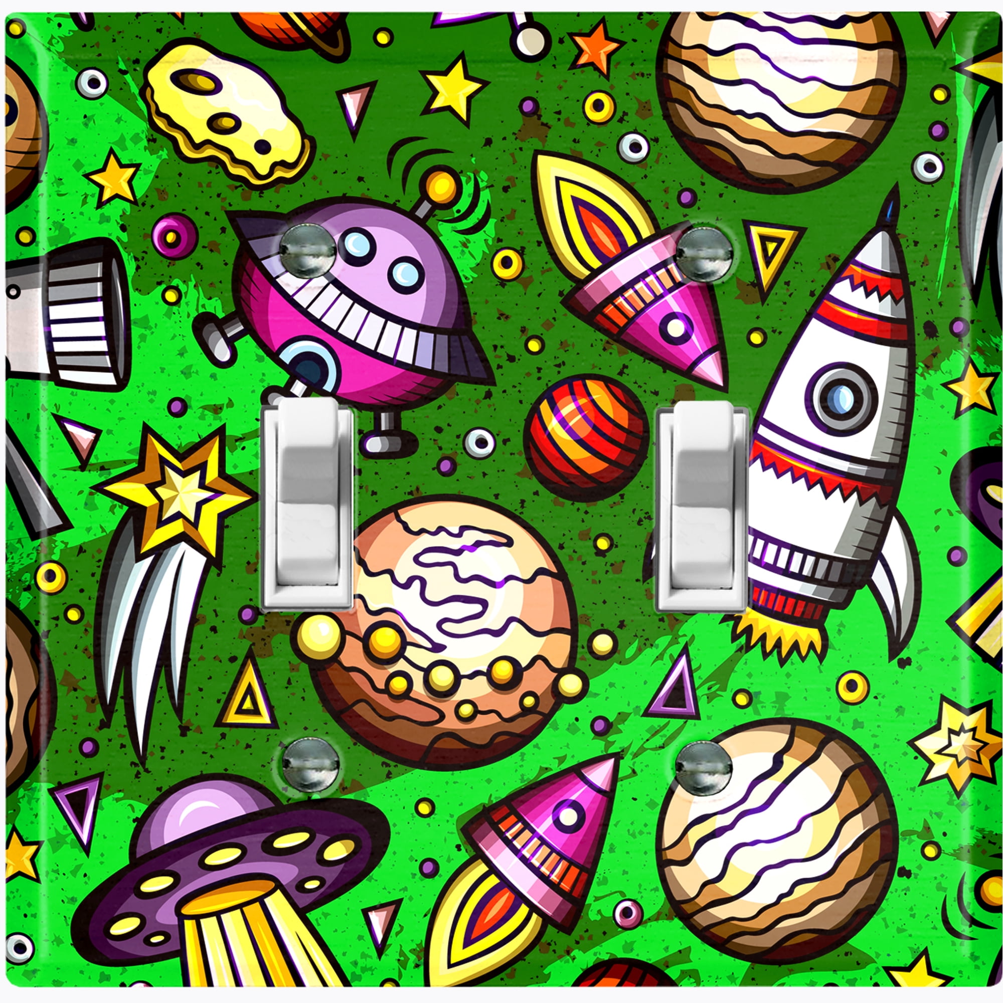 Metal Light Switch Wall Plate Outlet Cover (Spaceship UFO Astronaut ...