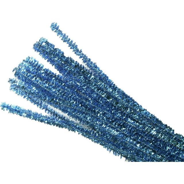 100 Blue Mist Metallic Tinsel Pipe Cleaners, 12"Long, 6mm Diam for Kids ...