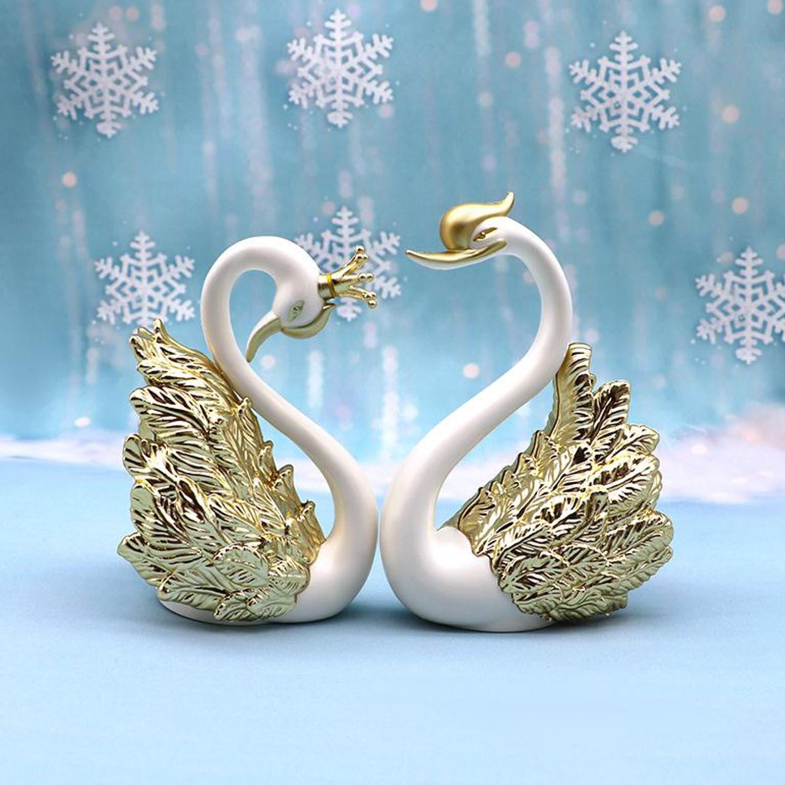2pcs Swan Ornaments Figurines, Pair of Swan Figurines Swan Decorative ...