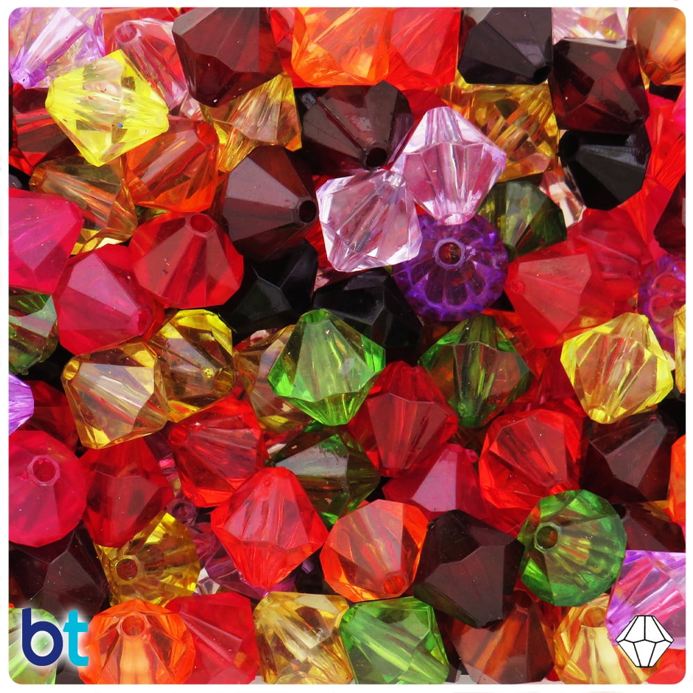 BeadTin Mixed Transparent 14mm Faceted Bicone Plastic Beads (50pcs ...