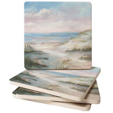 Thirstystone "Teal Crab" 4-Pack Round Absorbent Stone Coasters ...