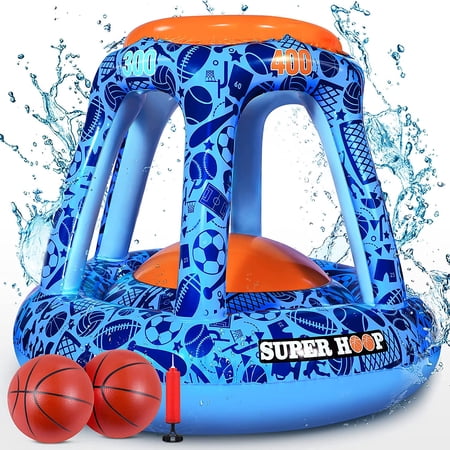 HTAIGUO Pool Basketball Hoop with 2 Balls & Pump - Inflatable ...