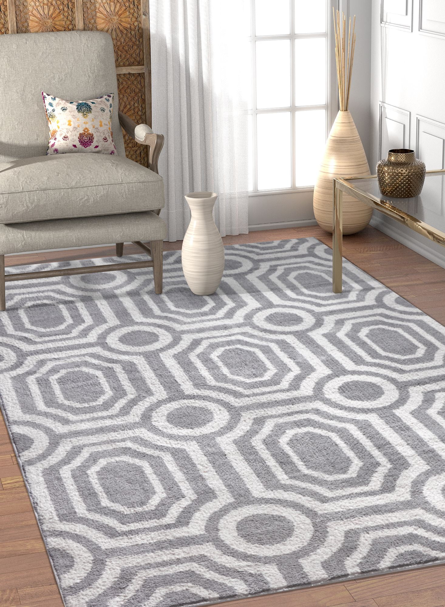 Well Woven Kasper Leos Modern Grey Area Rug - Walmart.com